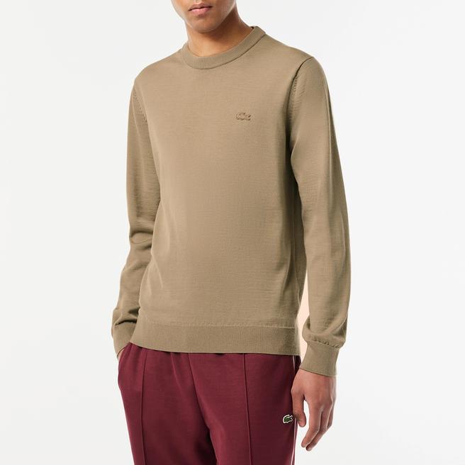 Tan Crew Neck Wool Jumper - BrandAlley