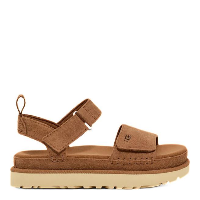 Chestnut Goldenstar Suede Platform Sandals - BrandAlley
