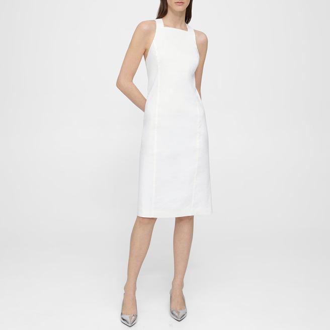 White Racer Linen Blend Dress - BrandAlley