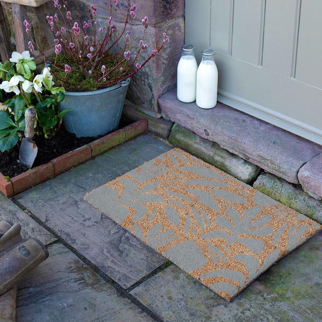 Grey Abstract Leaf Pattern Doormat - BrandAlley