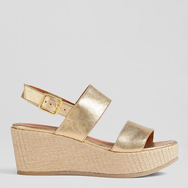 Gold Leather Adriana Platform Sandals - BrandAlley