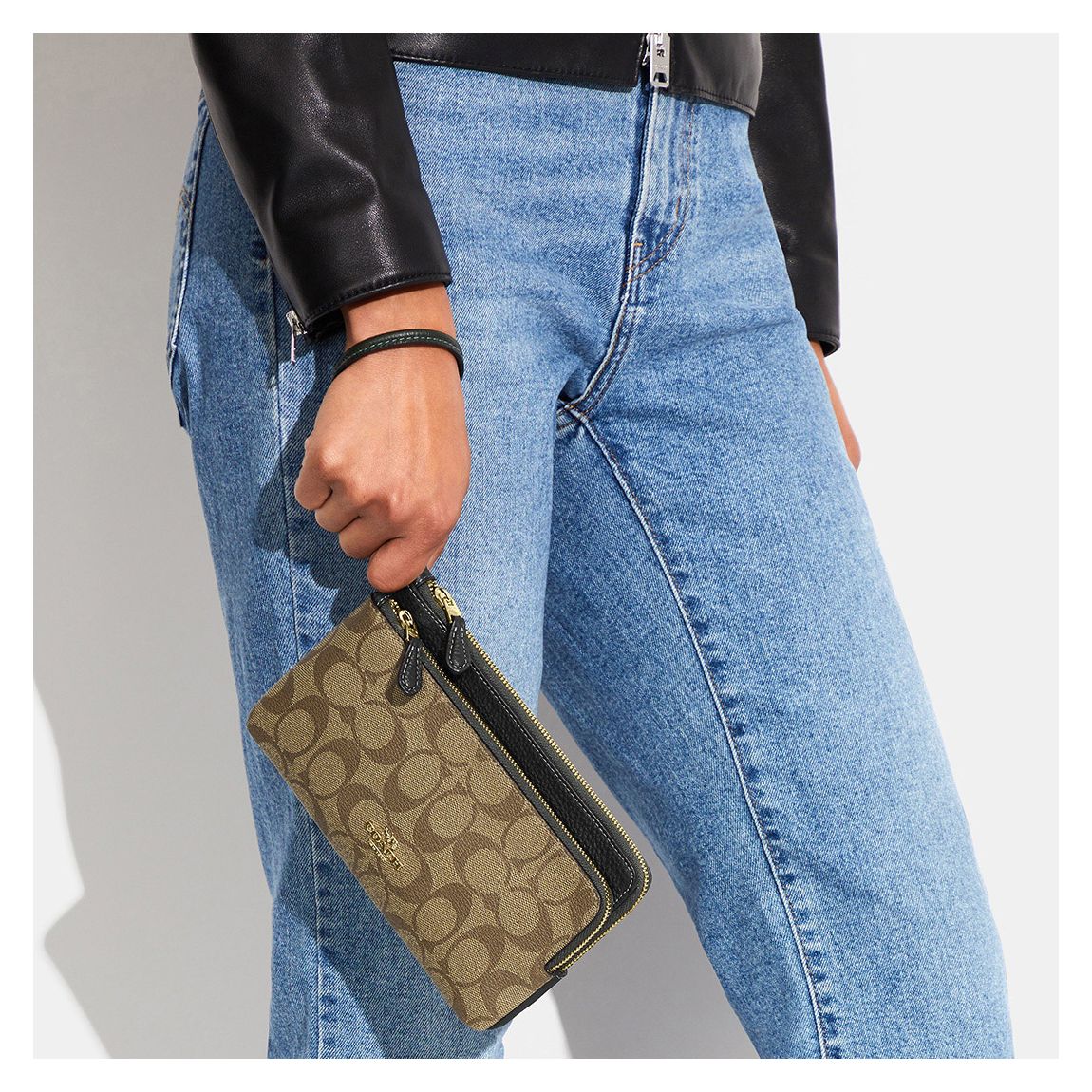Coach Brown Signature Pvc Double Zip Wallet BrandAlley